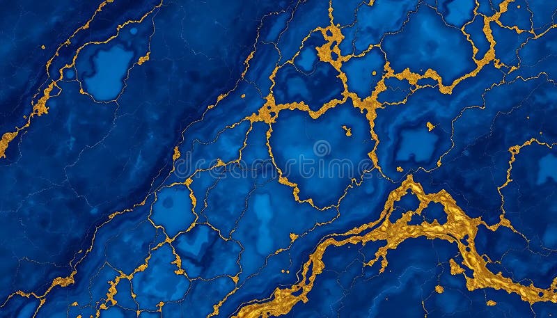Abstract Blue Gold Marble Texture Design Stock Illustration ...