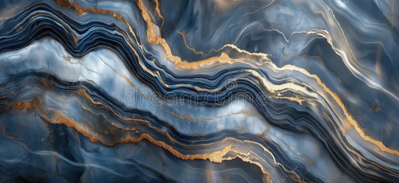 Abstract Blue and Gold Marble Texture with Flowing Lines and Elegant ...