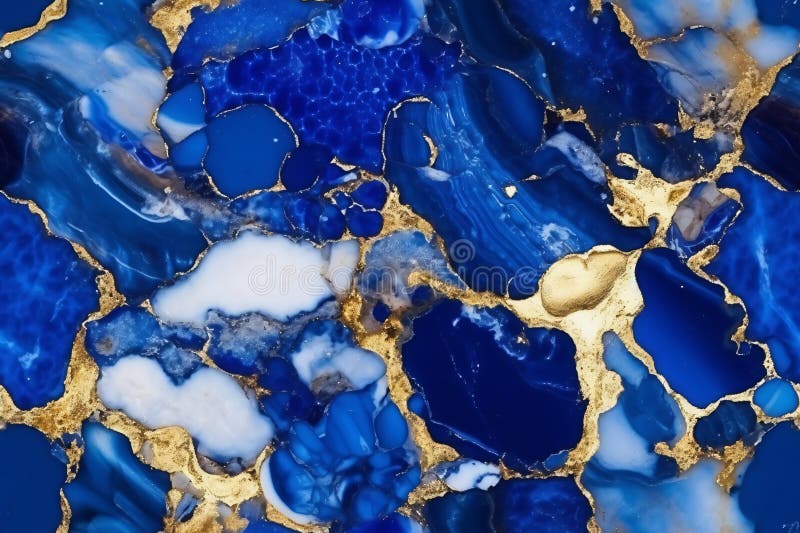 Abstract Blue and Gold Marble Texture: a Luxurious Swirl of Color and ...