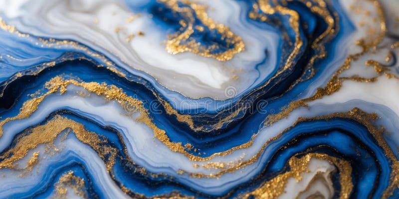 Abstract Blue Gold Marble Texture Swirling Design Stock Image - Image ...