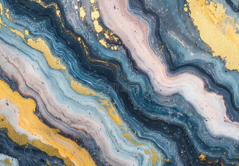 Abstract Blue Gold Marble Texture Swirls Elegant Design Background ...
