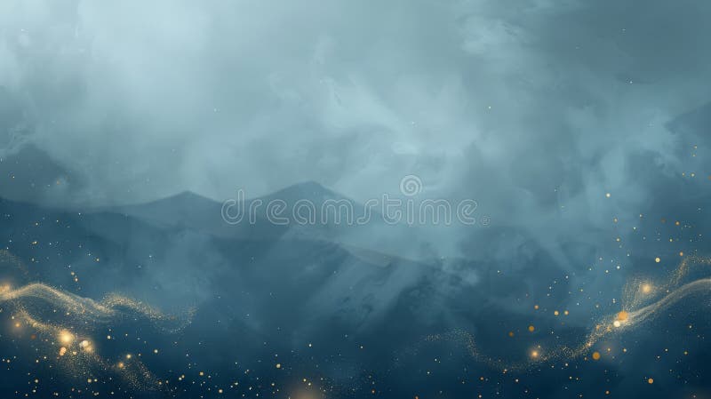 Abstract Blue and Gold Misty Landscape Stock Illustration ...