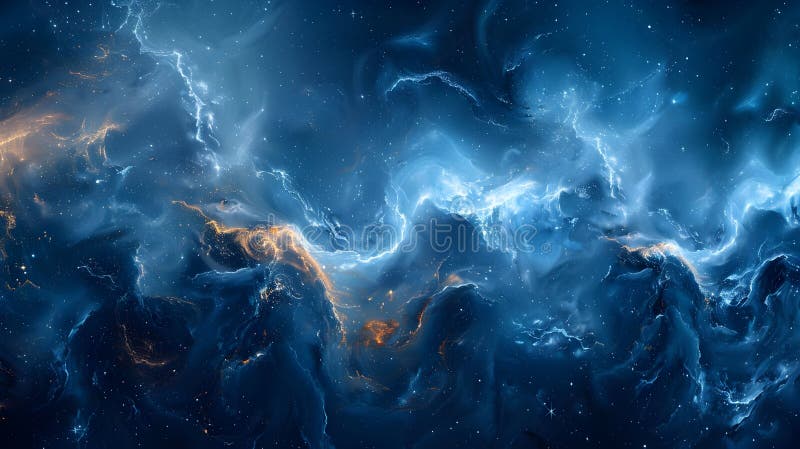 Abstract Blue and Gold Nebula Background Stock Illustration ...