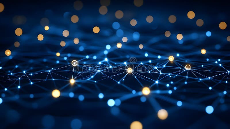 Abstract Blue and Gold Network Background Stock Illustration ...