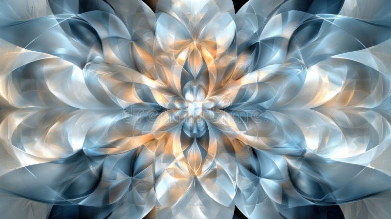 Abstract Blue Gold Silver Floral Pattern Background Stock Illustration ...