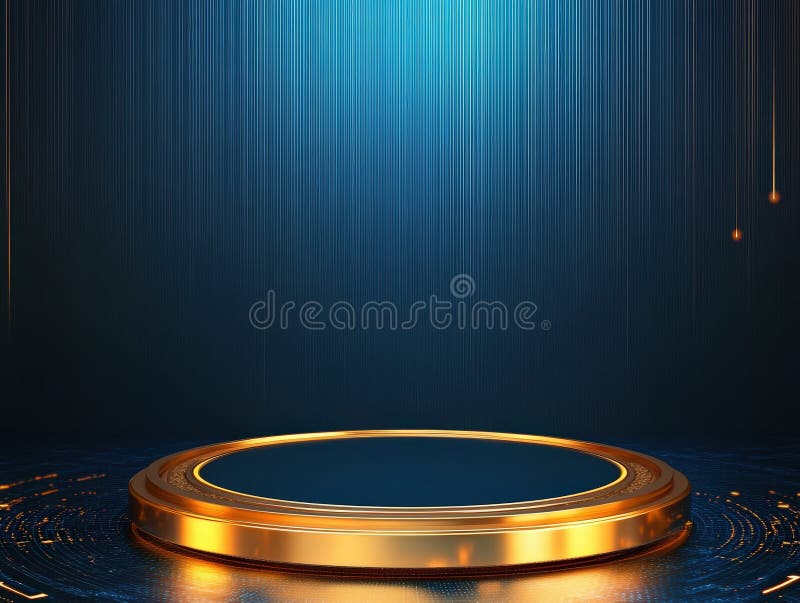Abstract Blue and Gold Stage with Digital Pattern. Stock Illustration ...