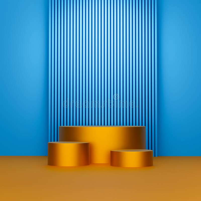 Abstract Blue and Gold Stage Product Display, 3d Illustration Stock ...