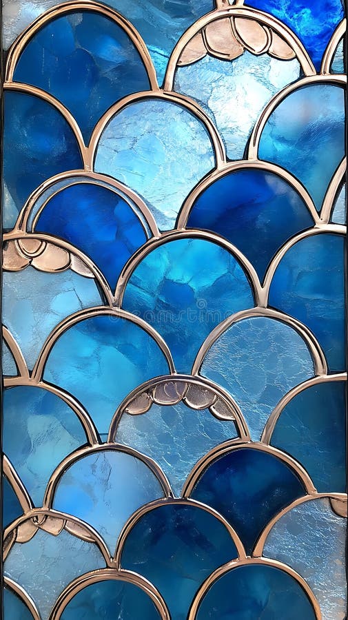 Abstract Blue and Gold Stained Glass Window Pattern Stock Illustration ...
