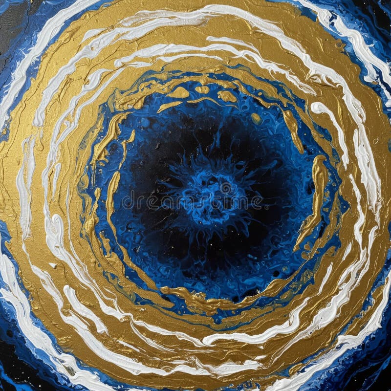Abstract Blue Gold Swirl Painting Stock Illustration - Illustration of ...