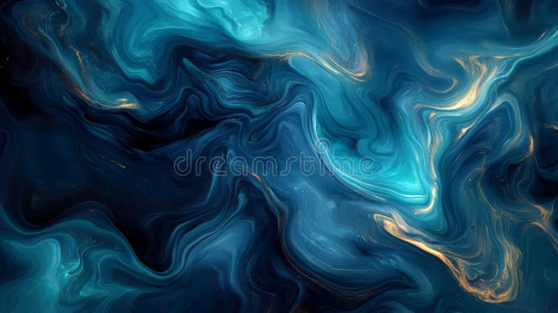 Abstract Blue Gold Swirling Liquid Marble Art Stock Illustration ...