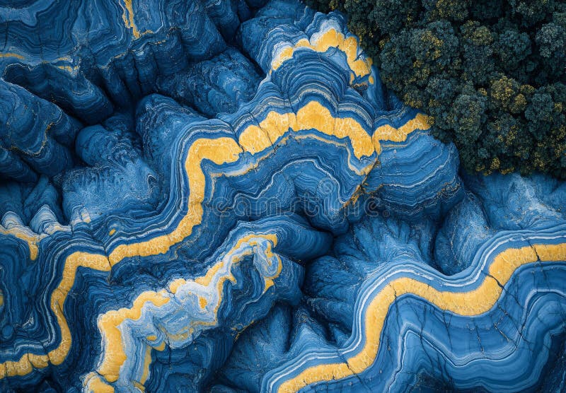 Abstract Blue and Gold Swirling Rock Formation High Quality Image Stock ...