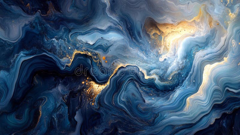Abstract Blue and Gold Swirls Marble Texture Stock Illustration ...