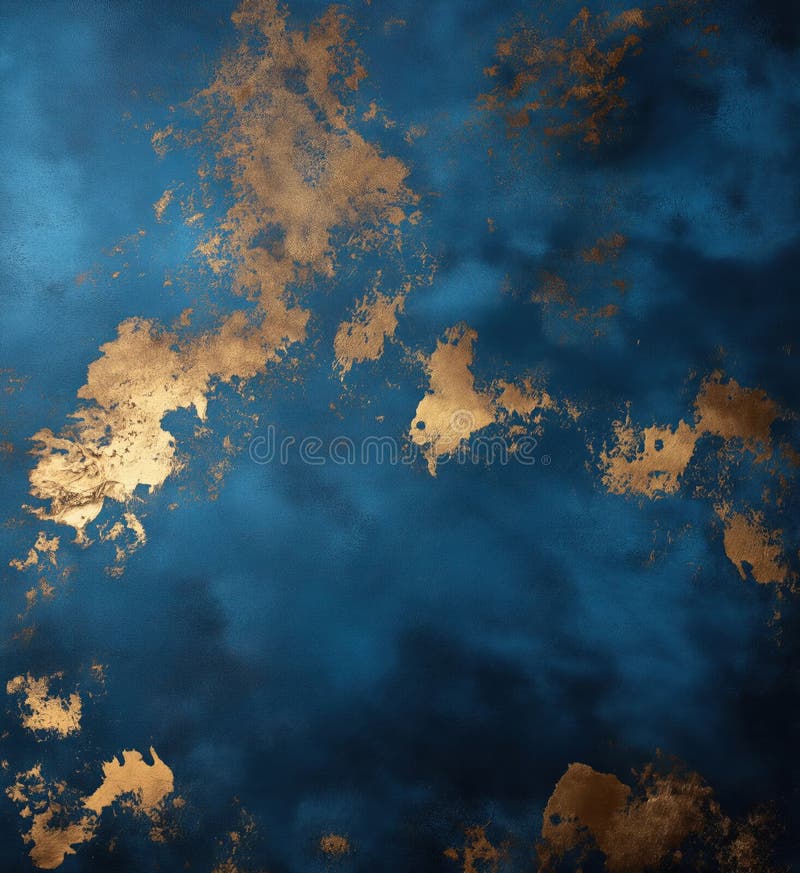 Abstract Blue and Gold Texture with Artistic Splashes and Modern Design ...