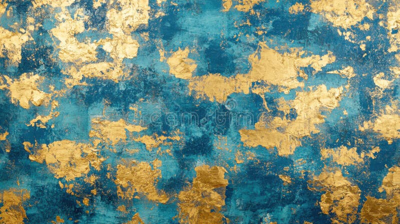 Abstract Blue and Gold Texture with Irregular Paint Patterns and ...