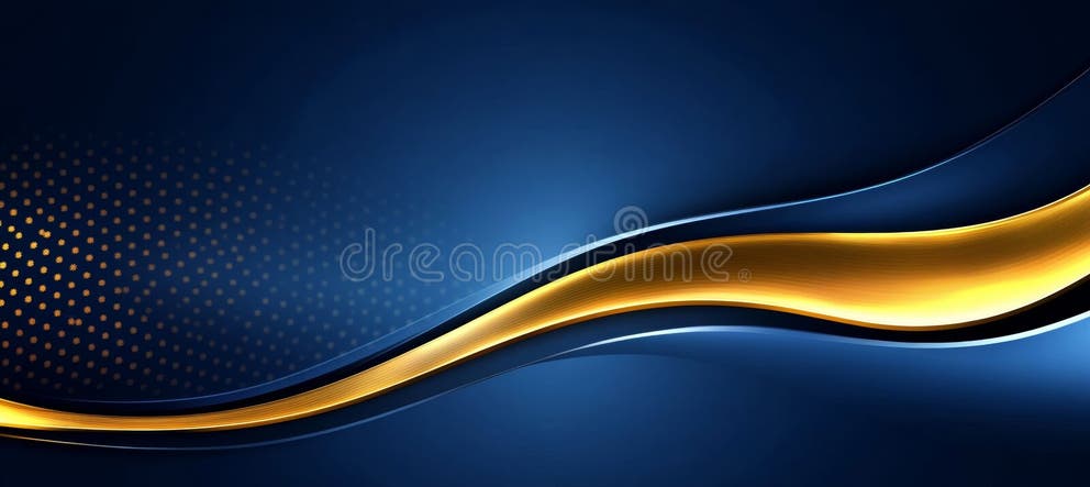 Abstract Blue and Gold Wave Background, Elegant Design with Metallic ...
