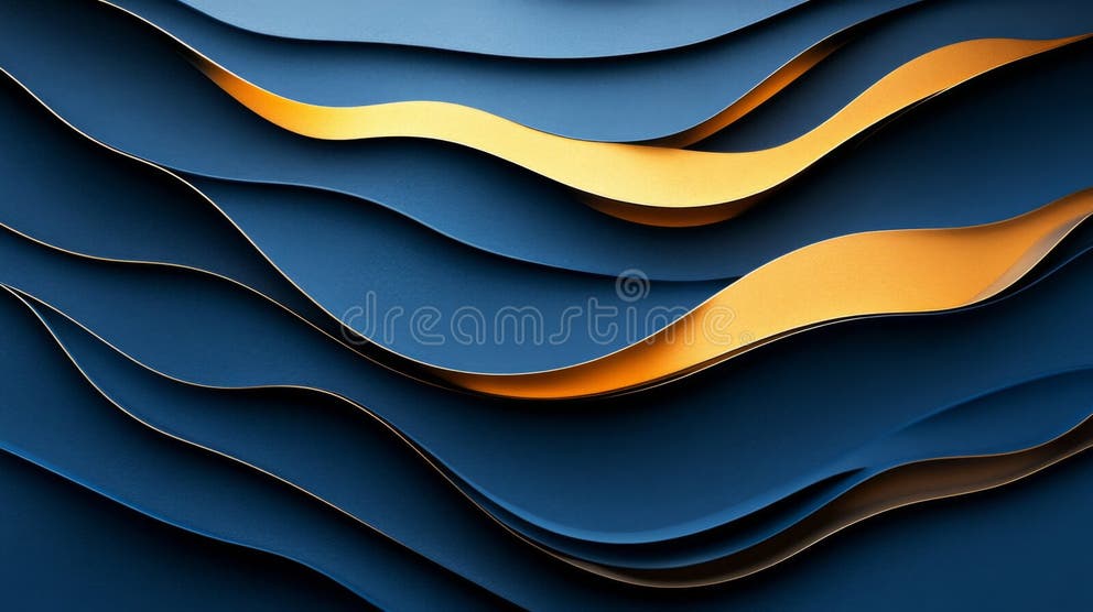 Abstract Blue and Gold Wave Background Texture Stock Illustration ...