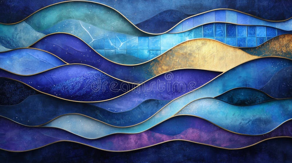 Abstract Blue Gold Wave Background Texture Design Stock Illustration ...