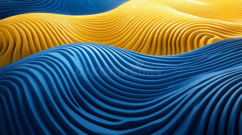 Abstract Blue and Gold Wave Pattern Background Stock Illustration ...