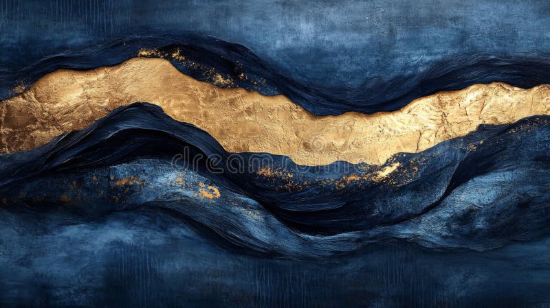 Abstract Blue and Gold Wave Texture Background Stock Illustration ...