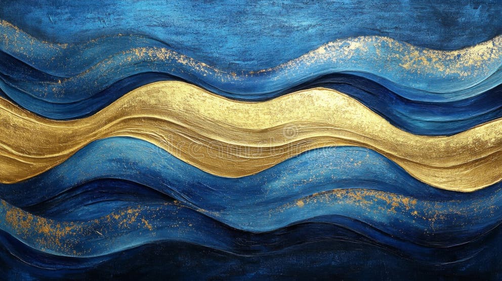 Abstract Blue and Gold Wave Texture Background Stock Illustration ...