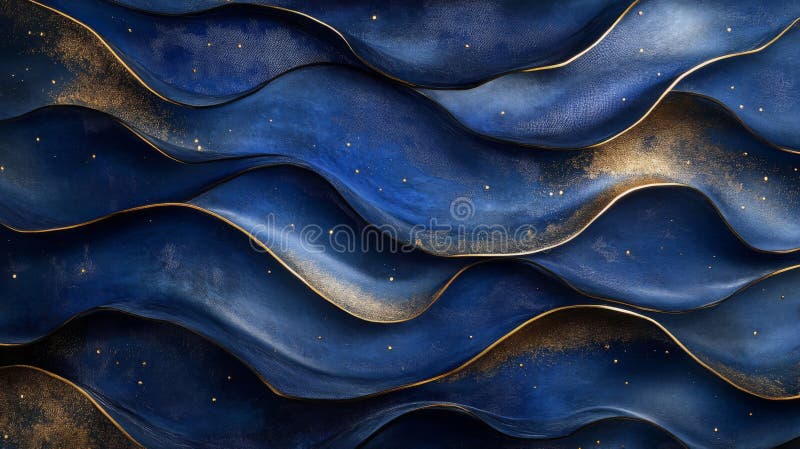 Abstract Blue and Gold Waves Background Stock Illustration ...