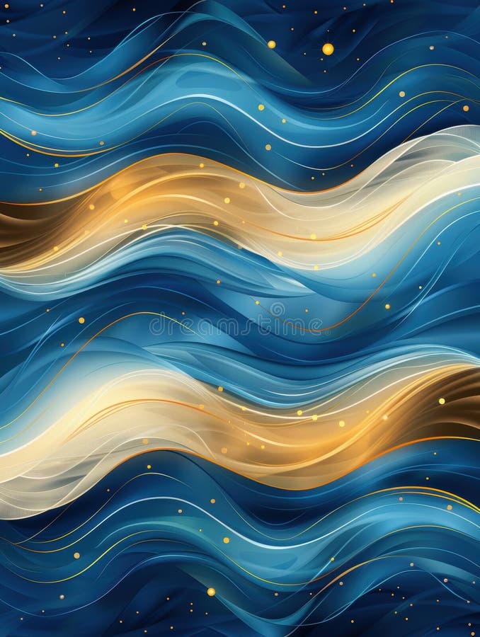 Abstract Blue and Gold Waves Stock Illustration - Illustration of gold ...
