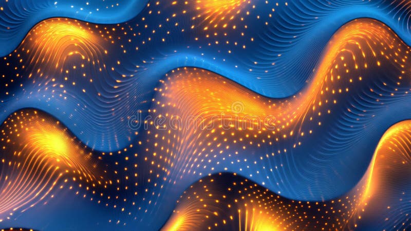 Abstract Blue and Gold Wavy Energy Flow Background Stock Illustration ...