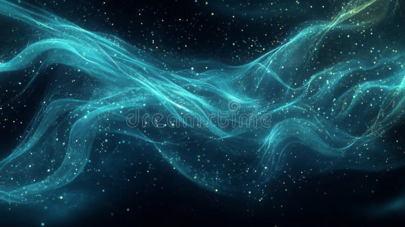 Abstract Blue and Gold Wavy Texture with Scattered Particles Stock ...
