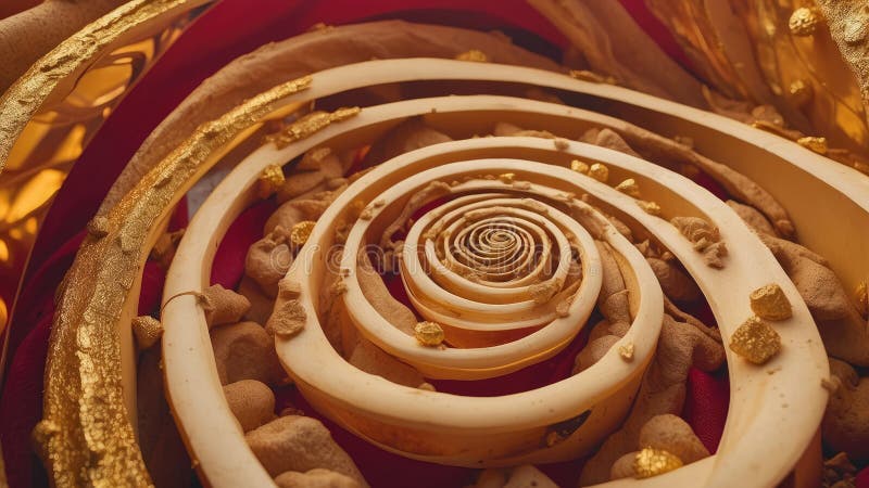 Abstract Blue and Golden Spiral Shaped Background with Wavy Lines Stock ...