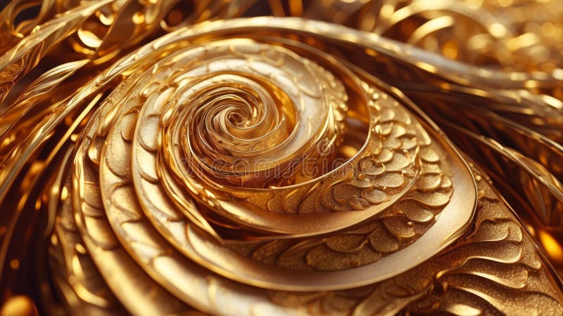 Abstract Blue and Golden Spiral Shaped Background with Wavy Lines Stock ...