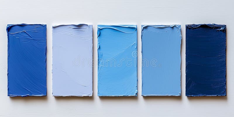 Abstract Blue Gradient Artwork with Textured Rectangular Paint Swatches ...