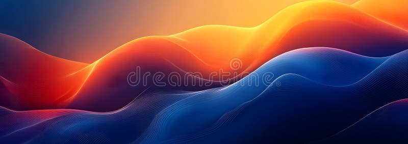 Abstract Blue Gradient Background with Orange Waves Stock Illustration ...