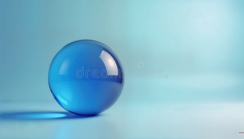 Abstract Blue Gradient Orb. Glass Sphere on Light Blue Background ...