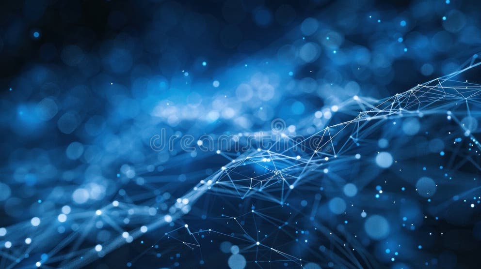 Abstract Blue Graph Backdrop with Interconnected Lines and Data Points ...