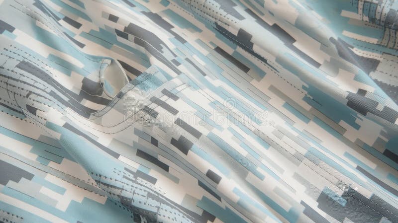 Abstract Blue and Gray Geometric Fabric Pattern, Showcasing Fluid Lines ...