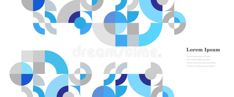 Abstract Blue Gray Round, Geometric Bauhaus Background, Retro Styled ...