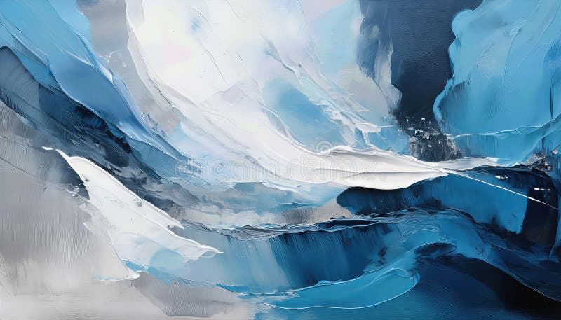 Abstract Blue Gray and White Artwork Modern Masterpiece Showcasing Cool ...