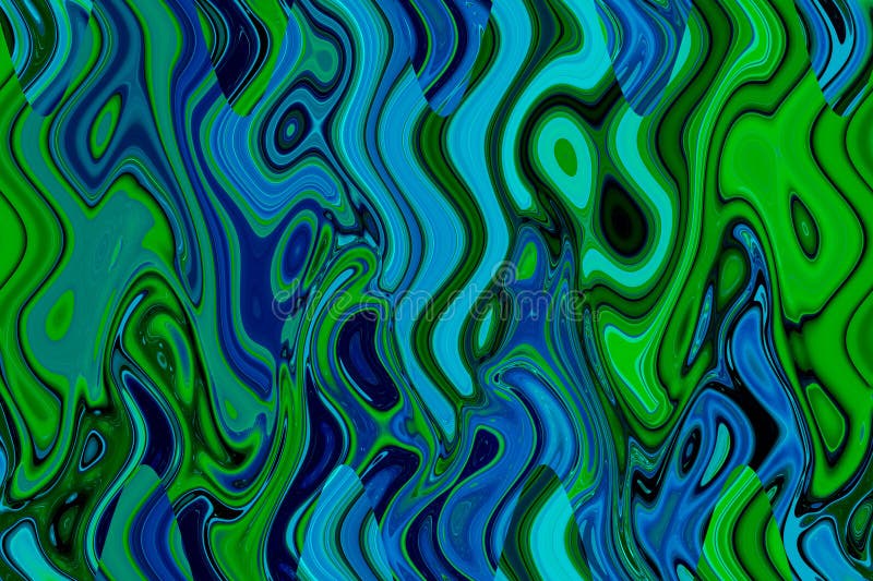 Abstract Blue-green Background, Psychedelic Pattern with Beautiful ...