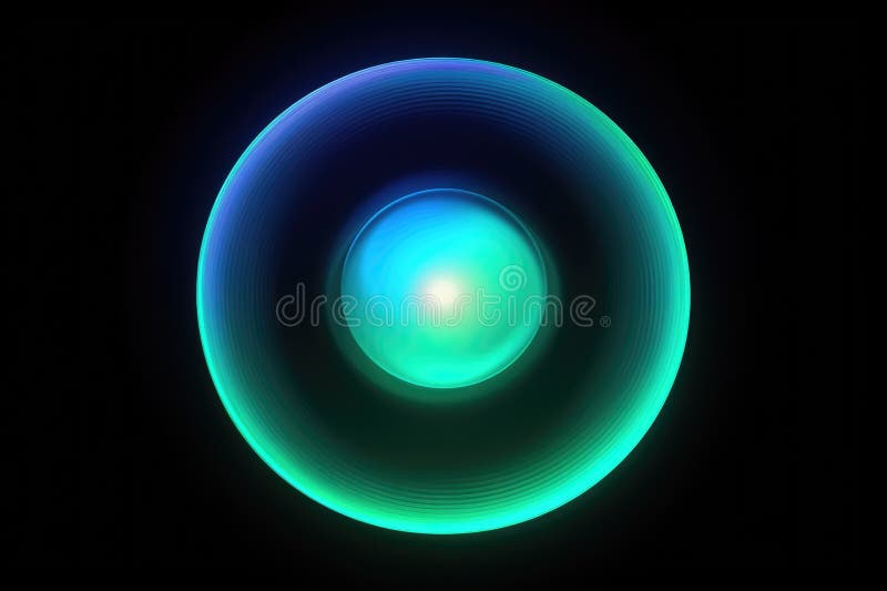 Abstract Blue and Green Circular Object on a Black Background, Suitable ...