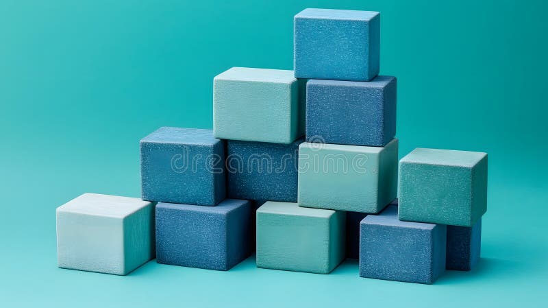 Abstract Blue Green Cube Stack Pyramid Structure Good Resolution Stock ...