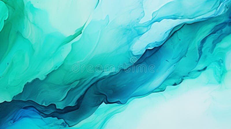 Abstract Blue and Green Fluid Art with Flowing Patterns and Soft ...