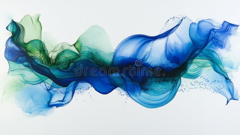 Abstract Blue and Green Fluid Art Painting Stock Illustration ...