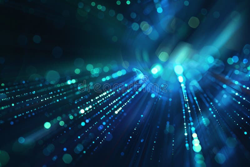 Abstract Blue Green Glowing Particles Background with Lens Flare Light ...