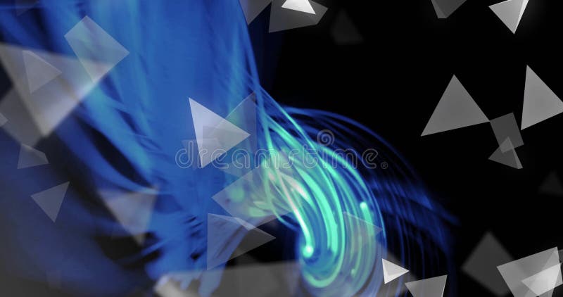 Abstract Blue and Green Light Trails with Floating Triangles Animation ...