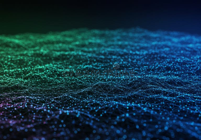 Abstract Blue Green Network Background with Points and Lines Stock ...