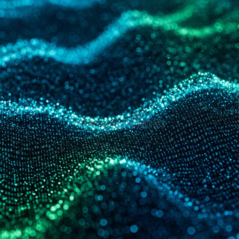 Abstract Blue and Green Particle Wave Background Stock Illustration ...