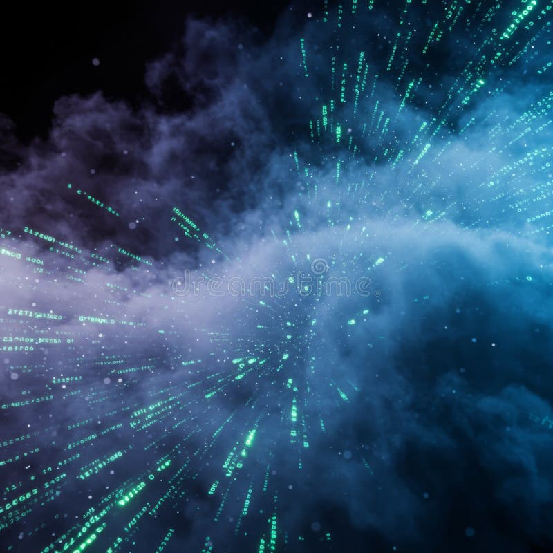 Abstract Blue and Green Smoke Particles Background Stock Illustration ...