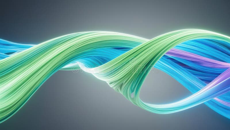 Abstract Blue and Green Waves of Glowing Energy Representing Quantum ...