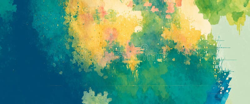 Abstract Blue Green Yellow Paint Splatter Art Stock Illustration ...