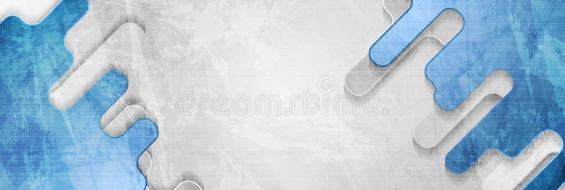 Abstract Blue and Grey Tech Geometric Grunge Banner Stock Vector ...